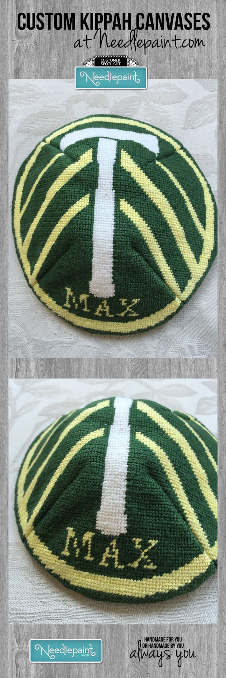 Custom Kippah Yarmulke Needlepoint Canvas - NeedlePoint Kits and Canvas ...